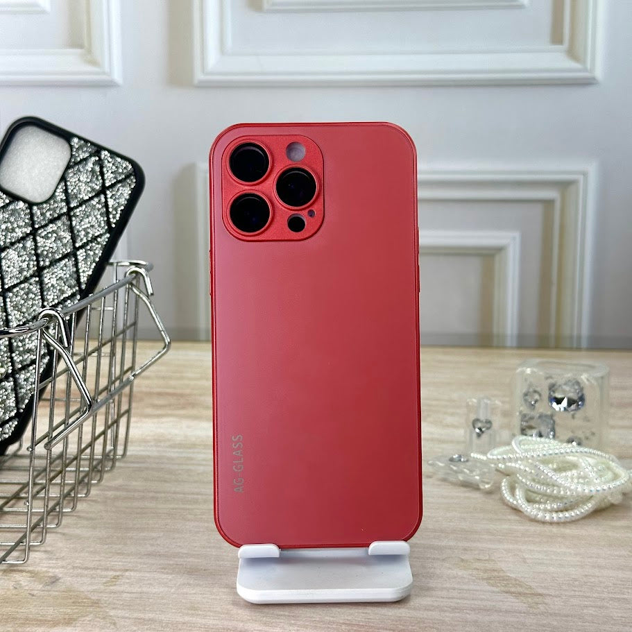 Glass rojo IPH 14 PRO MAX – Silver Case